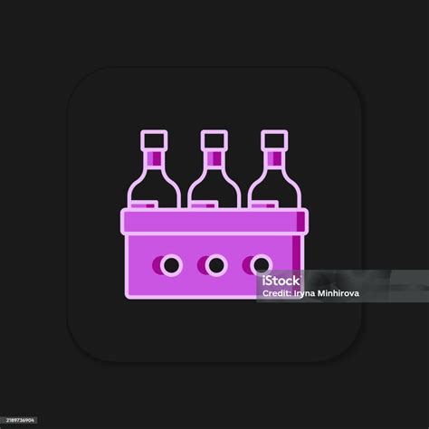 채워진 윤곽선 나무 상자 아이콘에 와인 병이 검은 배경에 고립되어 있습니다 나무 상자 아이콘에 와인 병 그림자가 있는 평면으로 채워진 윤곽선 스타일입니다 벡터 가득 찬에