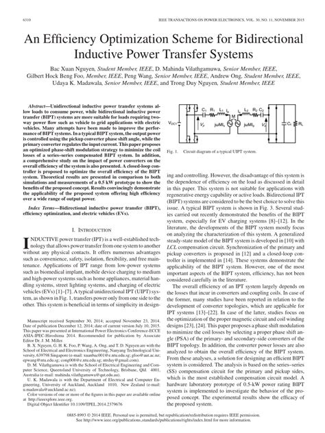 Pdf An Efficiency Optimization Scheme For Bidirectional Inductive