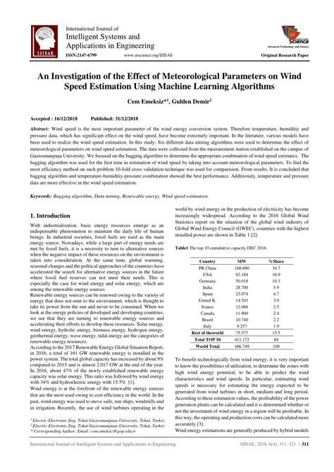 Pdf An Investigation Of The Effect Of Meteorological Parameters On