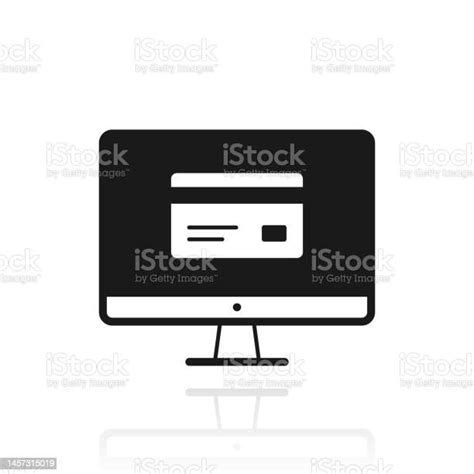クレジットカード付きのデスクトップコンピュータ白い背景に反射するアイコン Eコマースのベクターアート素材や画像を多数ご用意 Eコマース
