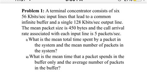 Solved A Terminal Concentrator Consists Of Six 56 Kbits Sec Chegg