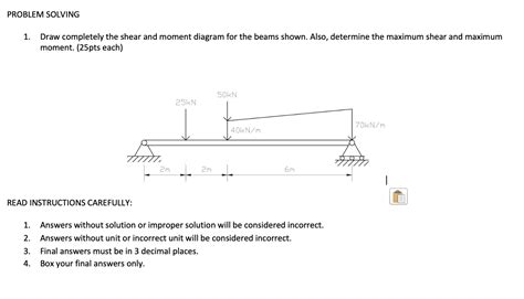 Solved PROBLEM SOLVING Draw Completely The Shear And Chegg