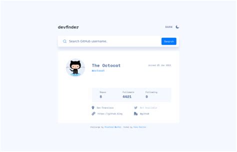 Frontend Mentor Github User Search App With Github Api React And React
