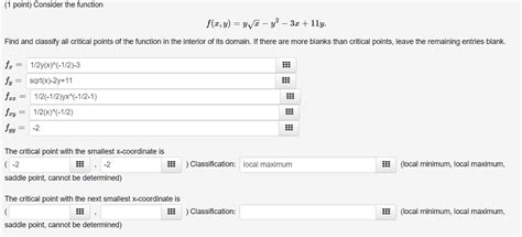 Solved Point Consider The Function Find And Classify All Chegg