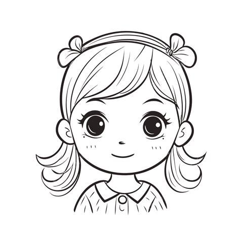 흰색 배경 개요 스케치 드로잉에 아이들을위한 소녀 페이지 색칠 페이지 벡터 아름다운 스케치 그림 아름다운 스케치 개요