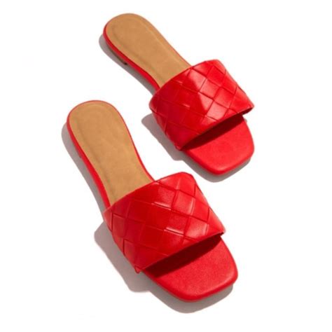 Shoe Affair Shoes Restocked Woven Strap Slide Sandals In Red Poshmark