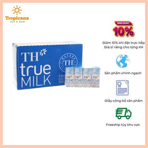Thùng hộp sữa tươi Tiệt trùng Nguyên chất Ít đường Có đường TH true MILK Hộp ml