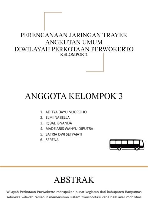 Perencanaan Jaringan Trayek Angkutan Umum Diwilayah Perkotaan Perwokerto Kelompok 2 Pdf