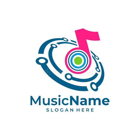 Tech Music Logo Vector Circuit Music Logo Design Template Stock