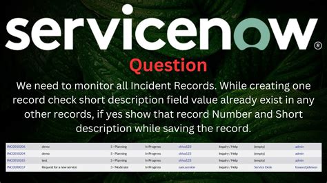 Short Description Monitoring And Find Duplicate Records Servicenow