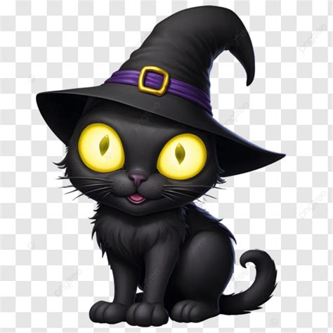 Spooky Black Cat Humanoid Character Halloween Cat Hat Png