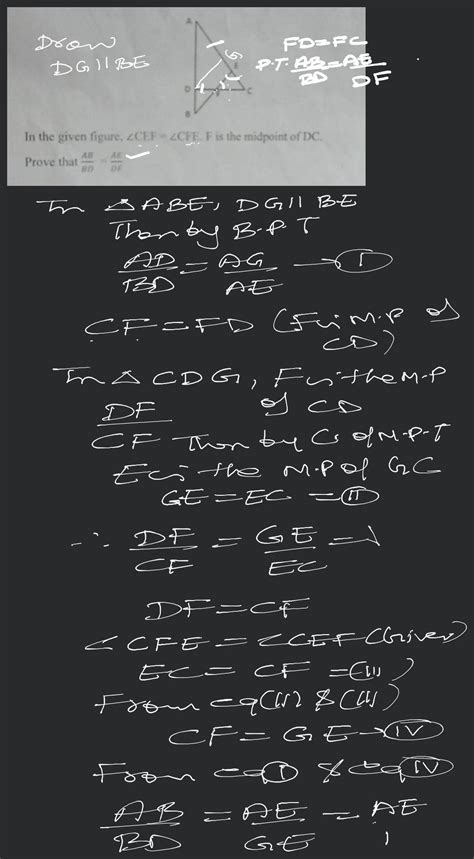 In The Given Figure ∠cef ∠cfe F Is The Midpoint Of Dc Prove That Bdab
