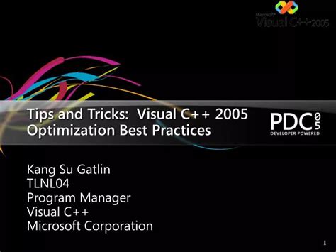 Ppt Tips And Tricks Visual C 2005 Optimization Best Practices