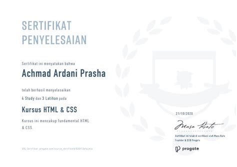 Html And Css Lesson Certificate Pdf