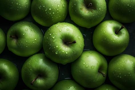 Premium Ai Image Many Green Apples Background Neural Network Ai Generated
