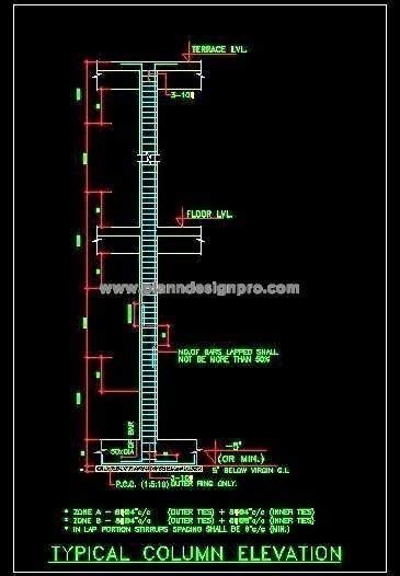 Rcc Column Design Elevation In Autocad Free Dwg