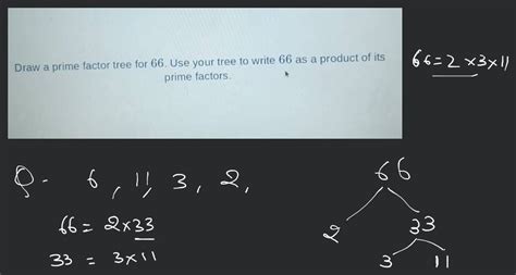 Draw A Prime Factor Tree For 66 Use Your Tree To Write 66 As A Product