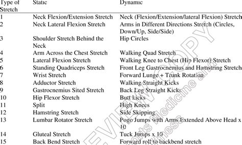 Description Of Static And Dynamic Exercises Download Scientific Diagram