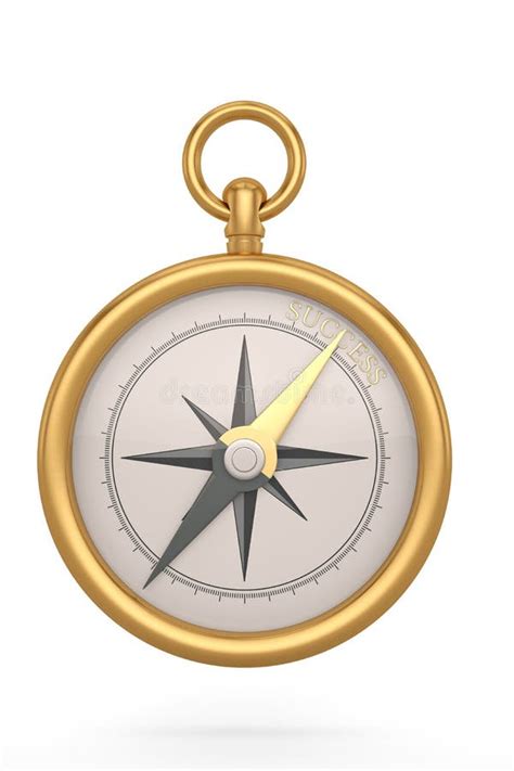 Gold Compass With Highway Isolated On White Background 3d Illustration