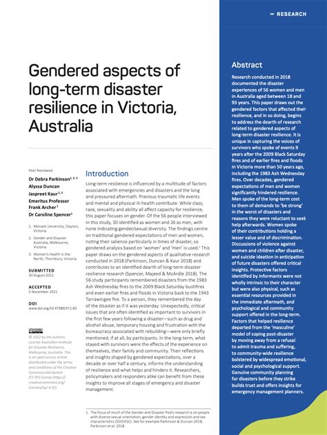 Gendered Aspects Of Long Term Disaster Resilience In Victoria Australia UNW WRD Knowledge Hub