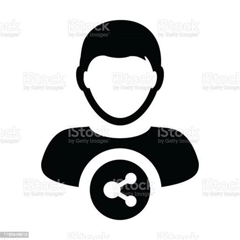 소셜 공유 아이콘 벡터 남성 프로필 아바타 기호와 네트워크 기호 에 문말 그림 Communications Director에 대한 스톡 벡터 아트 및 기타 이미지