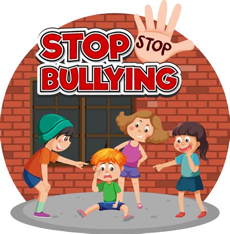 Stop Bullying Text With Cartoon Character 13999390 Vector Art At Vecteezy
