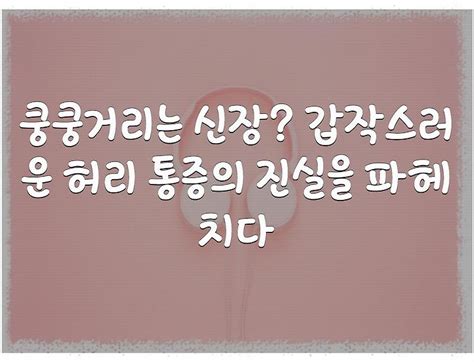 쿵쿵거리는 신장 갑작스러운 허리 통증의 진실을 파헤치다