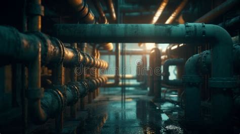 Industrial Pipeline Oil And Gas Generative Ai Stock Illustration