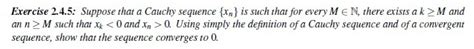 suppose that a cauchy sequence {xn} is such that for