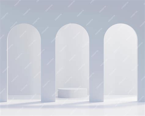 제품 전시 진열장 3d 연출을 위한 추상적인 최소한의 현대 백색 연단 플랫폼 프리미엄 사진