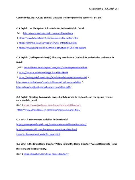 Assignment 2 Unix And Shell Programming Pdf Directory Computing