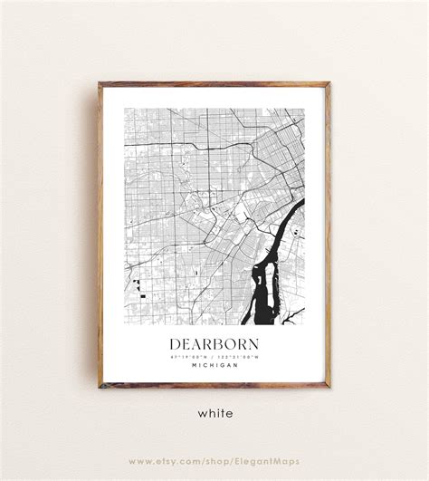 Dearborn Michigan Map Art Print Custom City Map Etsy