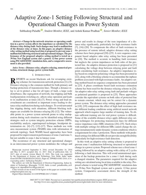 2018 Adaptive Zone 1 Setting Following Structural And Operational