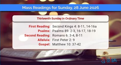 Daily Mass Readings For Sunday 28 June 2026 Catholic Gallery