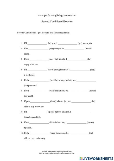 Second Conditional Online Exercise For Live Worksheets