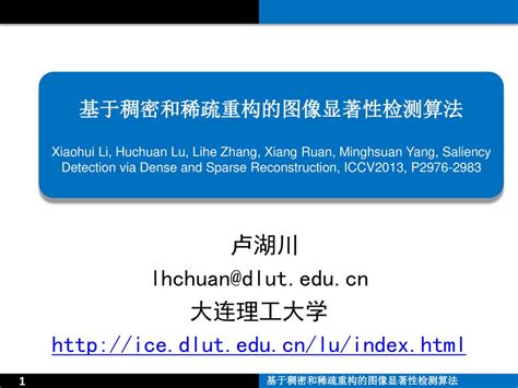 卢湖川 大连理工大学 基于稠密和稀疏重构的图像显著性检测算法 Xiaohui Li Huchuan Lu Lihe Zhang
