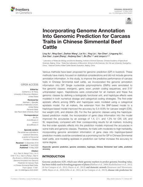 Pdf Incorporating Genome Annotation Into Genomic Prediction For