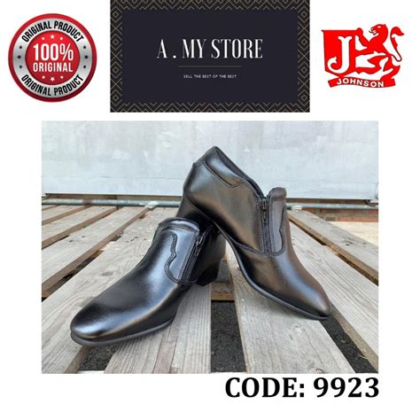 💥ready Stock💥 9923 Johnson Shoe Women Black Leather Formal Shoe Double Zip Kasut Hitam Perempuan