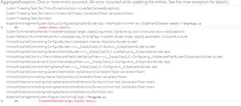 seeding database via middleware pipeline throws an exception