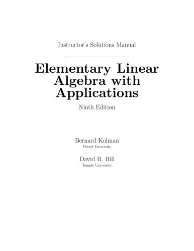 Instructors Solutions Manual For Elementary Linear Algebra With Applications 9th Edition