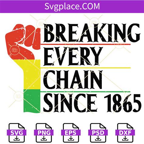 Breaking Every Chain Since 1865 SVG Juneteenth Fist Svg Black History Svg