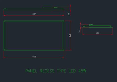 Recessed Mounted Led Panel Light 45w Dwg Cad Block Download