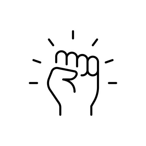 Empowerment Icon Simple Outline Style Hand Fist Empower Strength Courage Strong Power