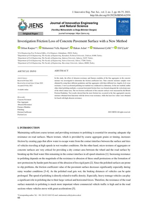 Pdf Investigation Friction Loss Of Concrete Pavement Surface With A New Method