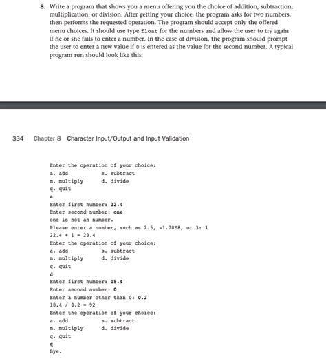Solved 8 Write A Program That Shows You A Menu Offering You