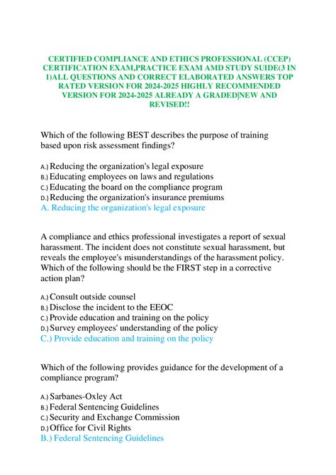 CERTIFIED COMPLIANCE AND ETHICS PROFESSIONAL CCEP CERTIFICATION EXAM PRACTICE EXAM AMD S