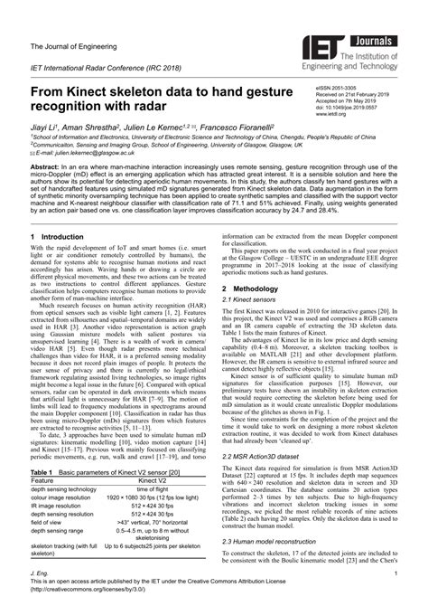 pdf from kinect skeleton data to hand gesture recognition with radar