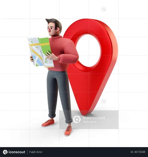Man Finding Location On Map 3d Illustration Download In Png Obj Or Blend Format
