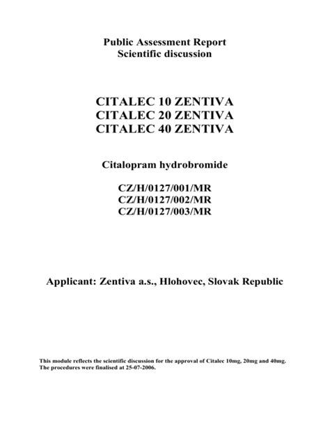 Public Assessment Report