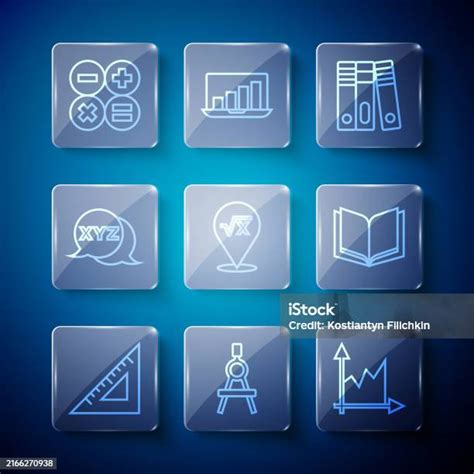 Set Line Triangular Ruler Drawing Compass Graph Schedule Chart Diagram Office Folders Square